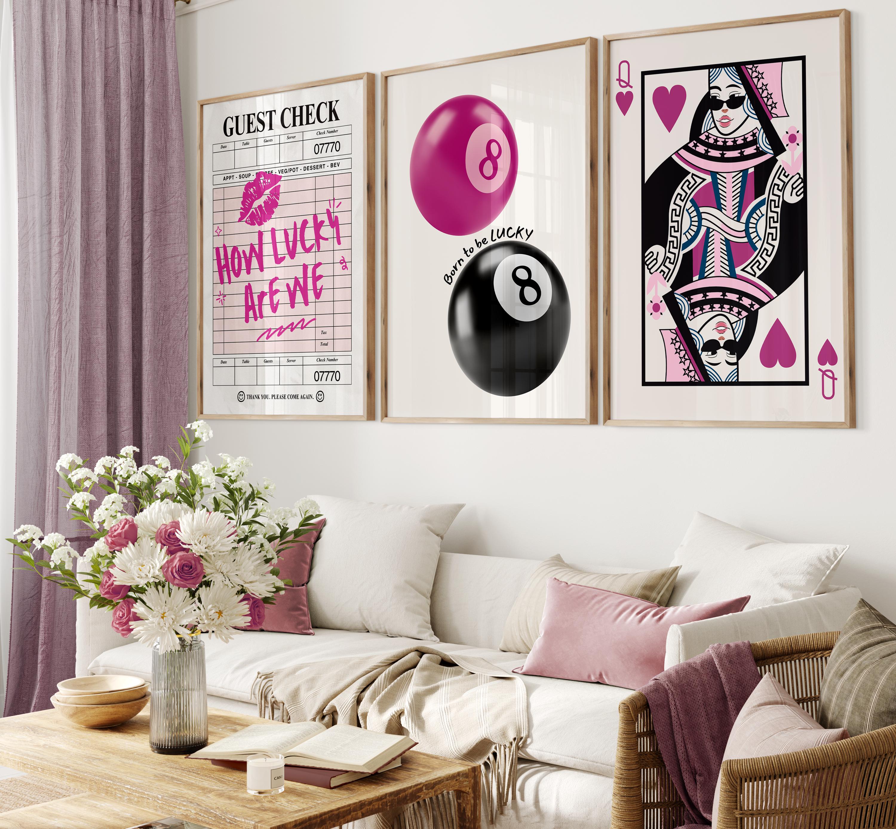 Funky Y2K Wall Art Set: Eight Ball, Queen Card, Guest Check Prints - Etsy
