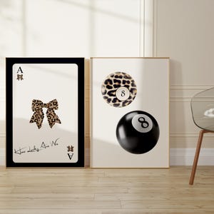 Trendy Leopard Eight Ball Wall Art, Ace Card Bow Poster, How Lucky Are ...