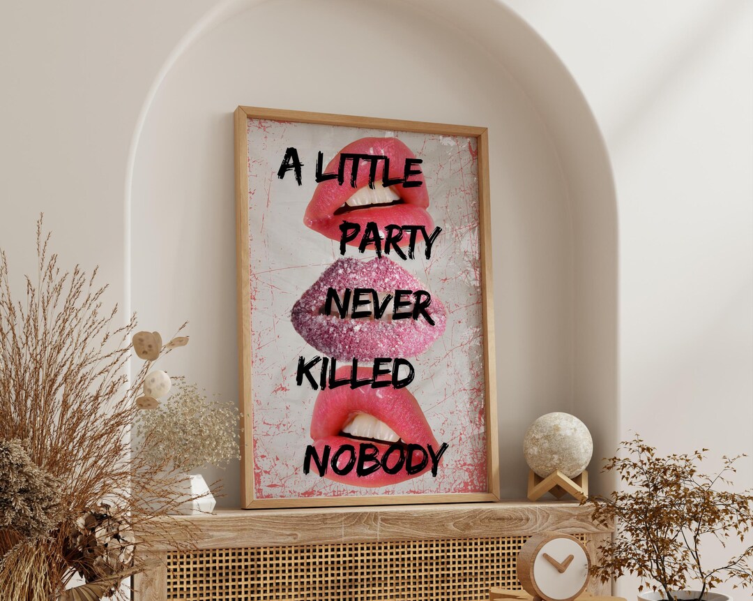Lips Wall Art: Girly Typography Print, Modern Feminine Decor Unframed ...