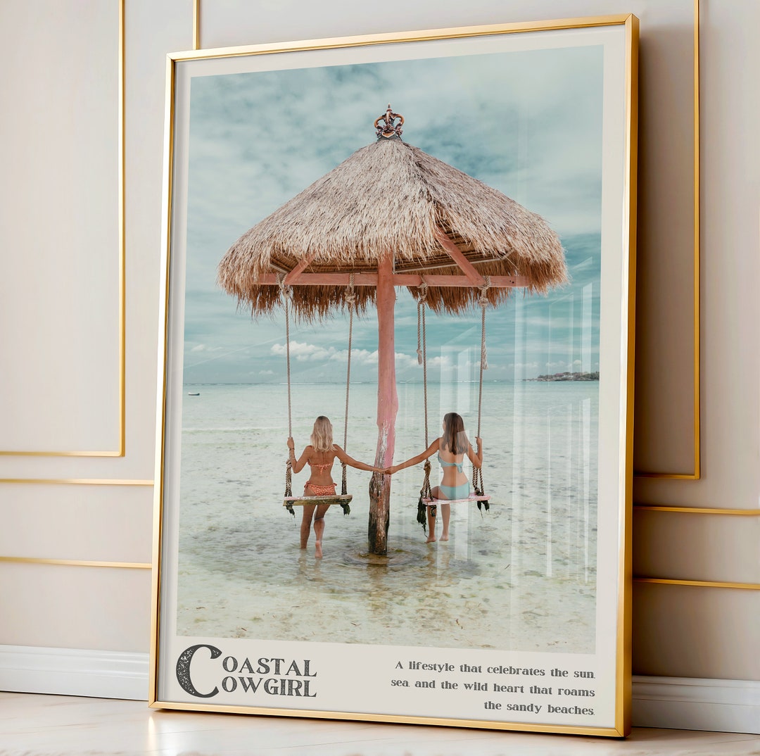 Coastal Cowgirl Poster, Beachy Summer Wall Art, Beach House Decor ...