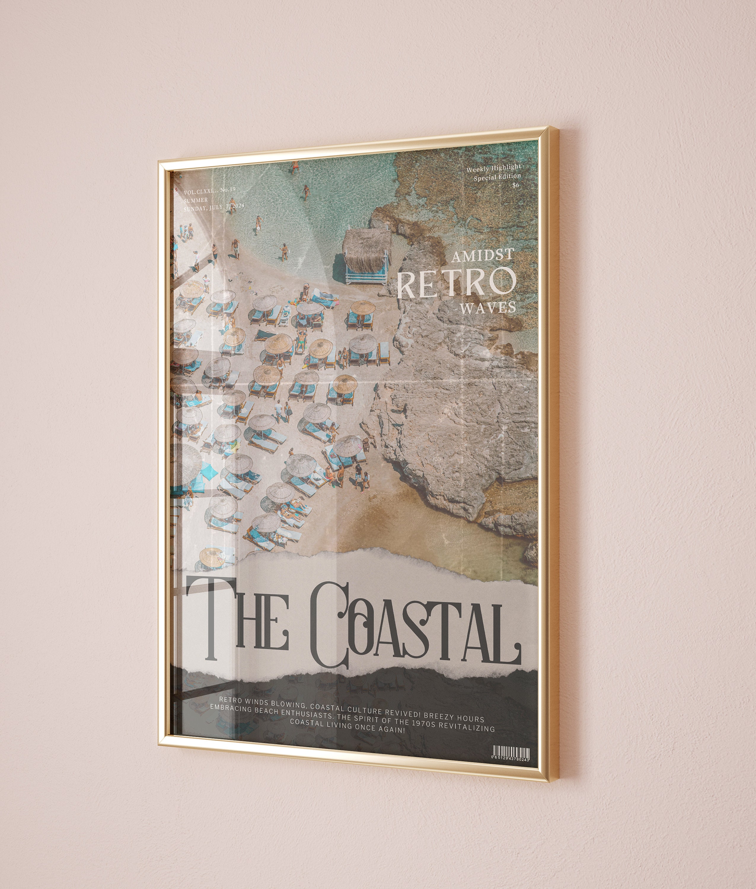 Retro Coastal Life Beach Magazine Cover Wall Art, Beachy Summer Print ...