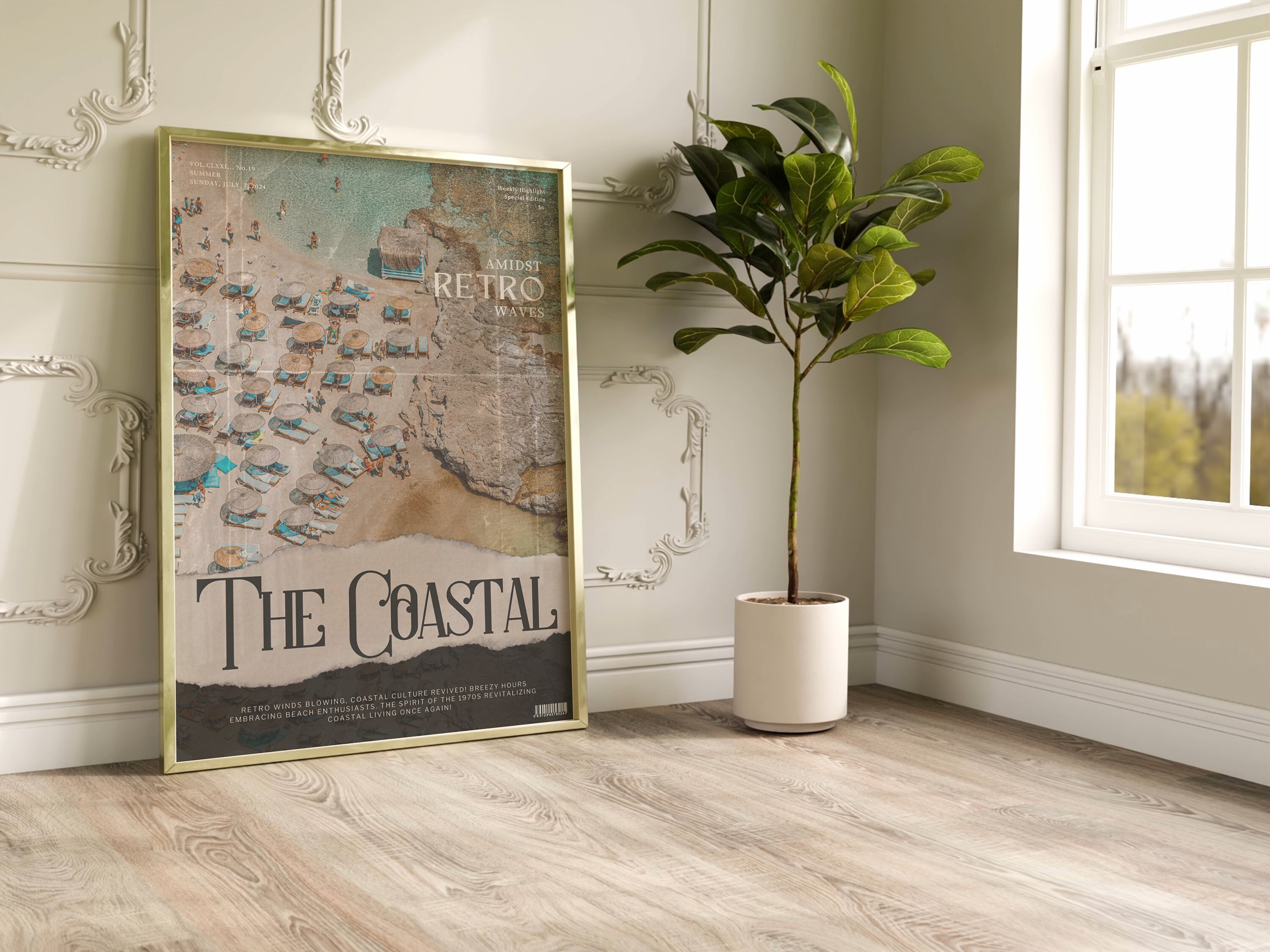 Retro Coastal Life Beach Magazine Cover Wall Art, Beachy Summer Print ...