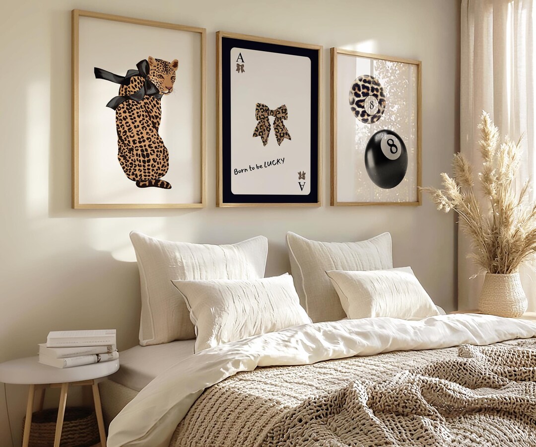Leopard Eight Ball Wall Art Prints: Retro Cheetah Decor Unframed Print ...