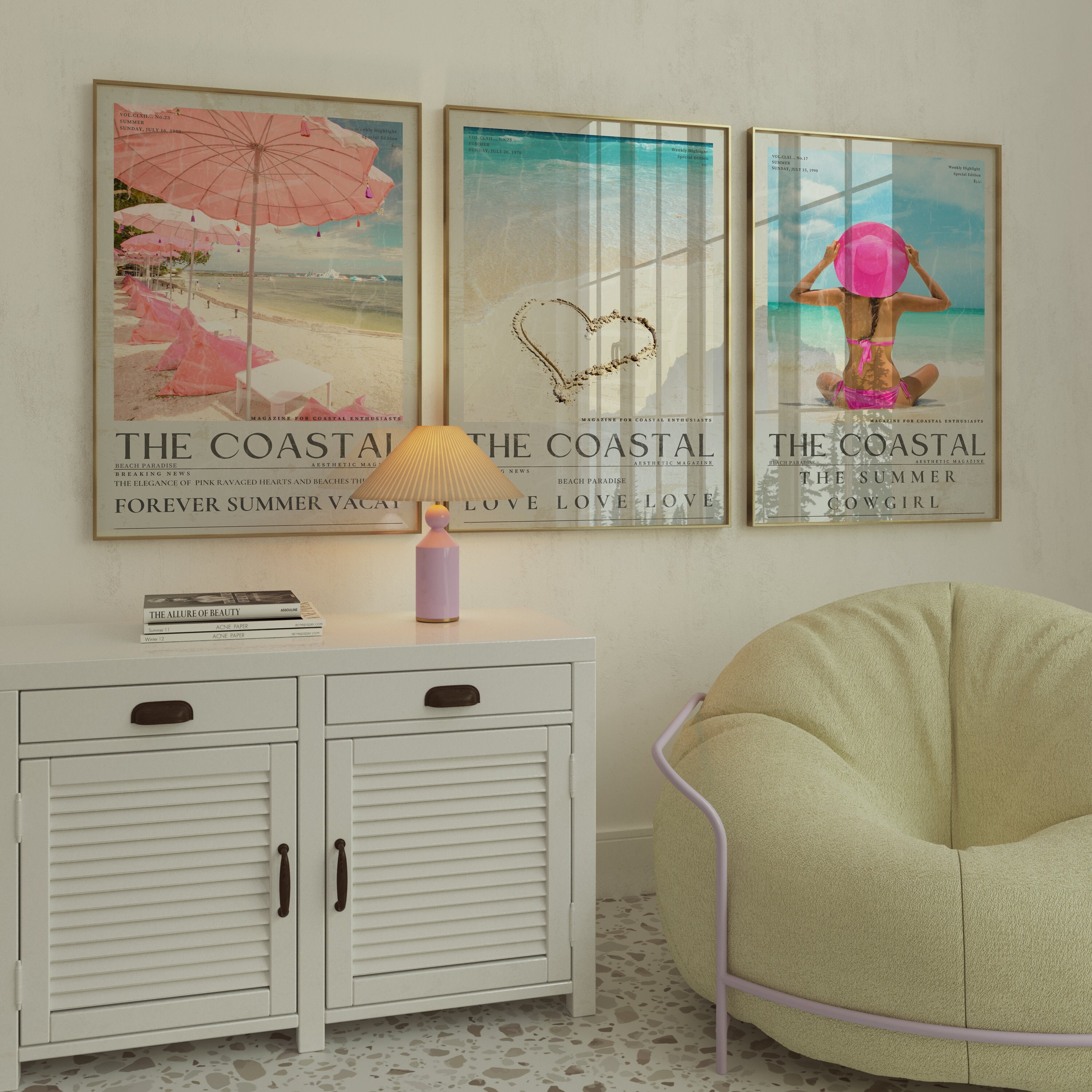 Coastal Cowgirl Beachy Summer Print Set of 3, Coastal Life Newspaper ...