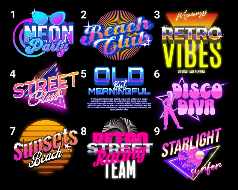 Custom Digital Y2K Logo, Retro Beach Club Logo, Neon Sunsets Beach Logo ...