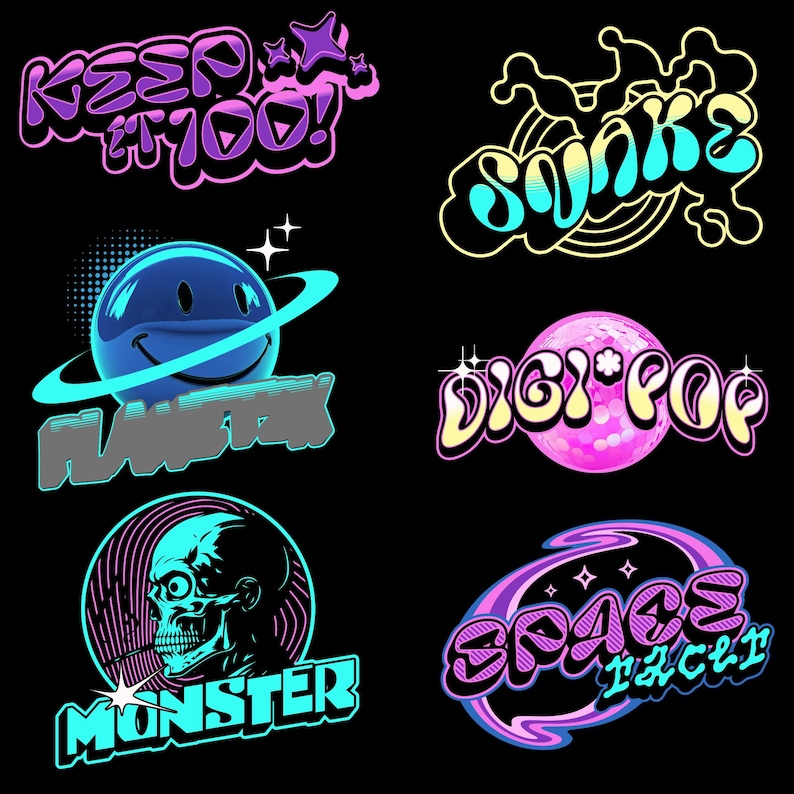 80+ Y2K PNG Logos: T-shirt Designs (digital Download) - Etsy