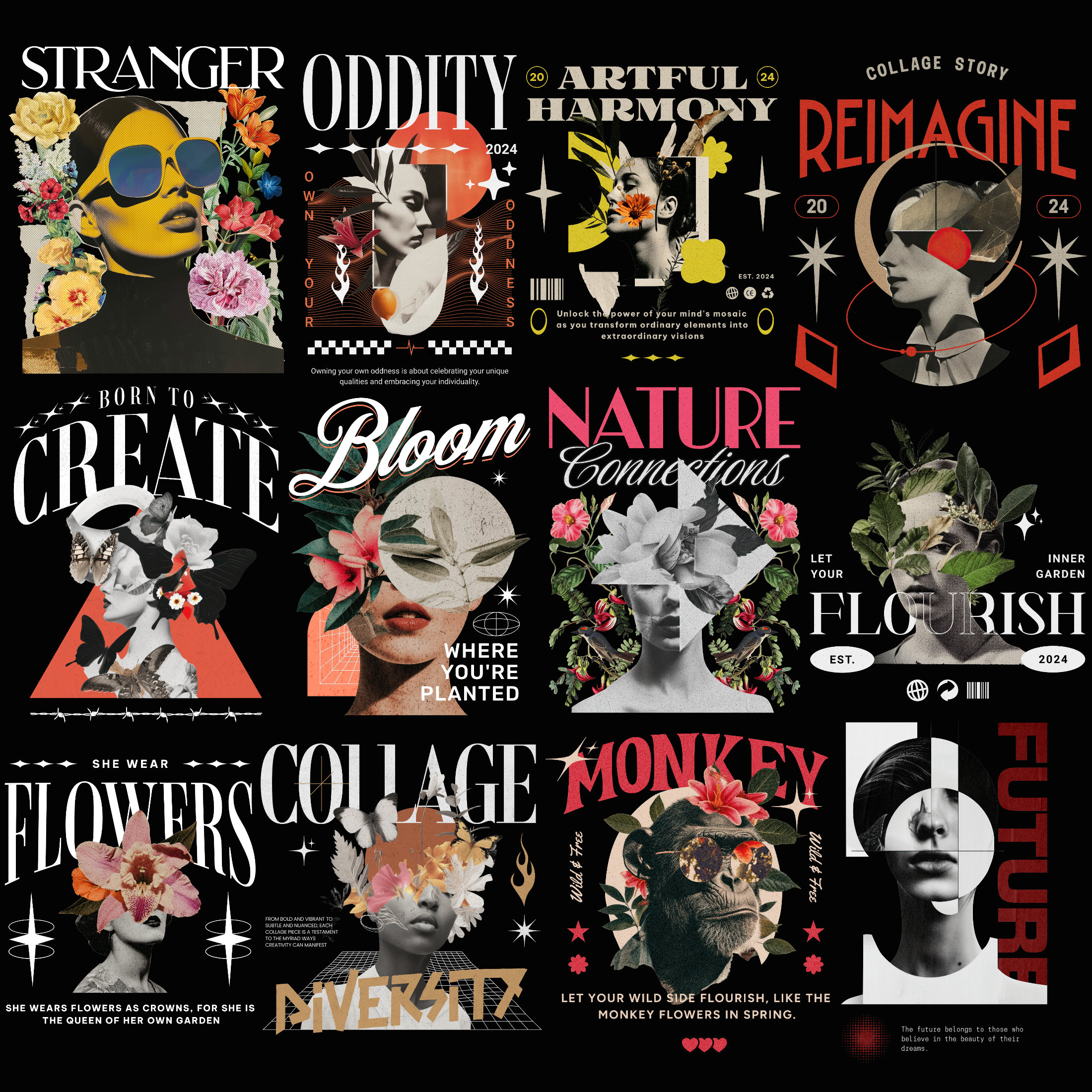 Trendy Collage Art PNG - Etsy