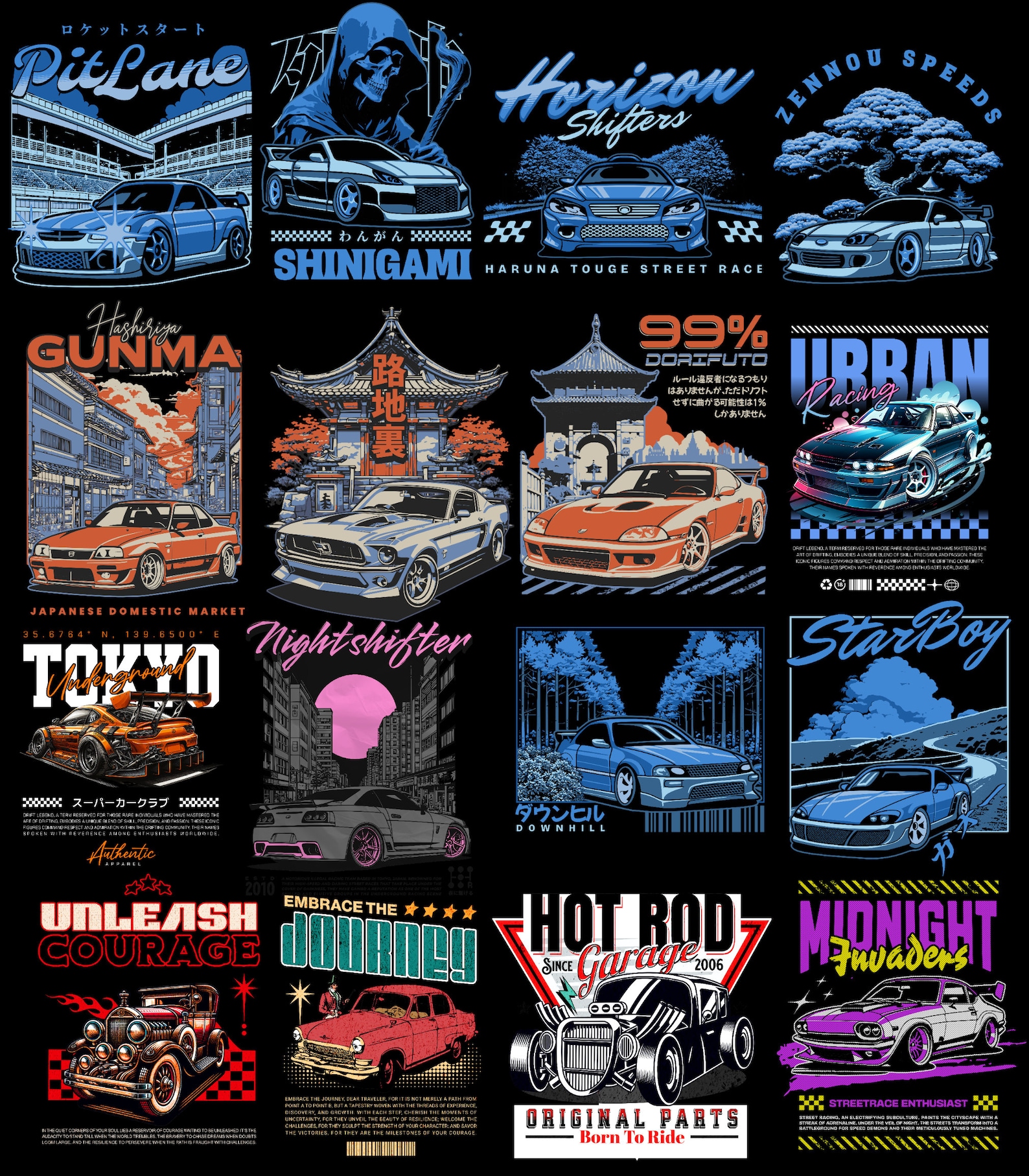260 Car T-shirt Design PNG Bundle: Premium Streetwear Car Graphics for ...