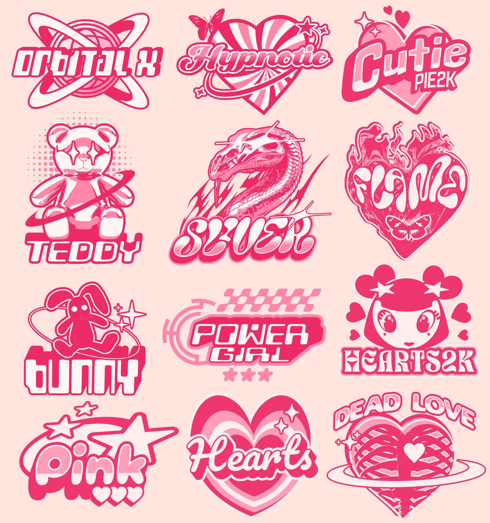 80+ Y2K PNG Logos: T-shirt Designs (digital Download) - Etsy