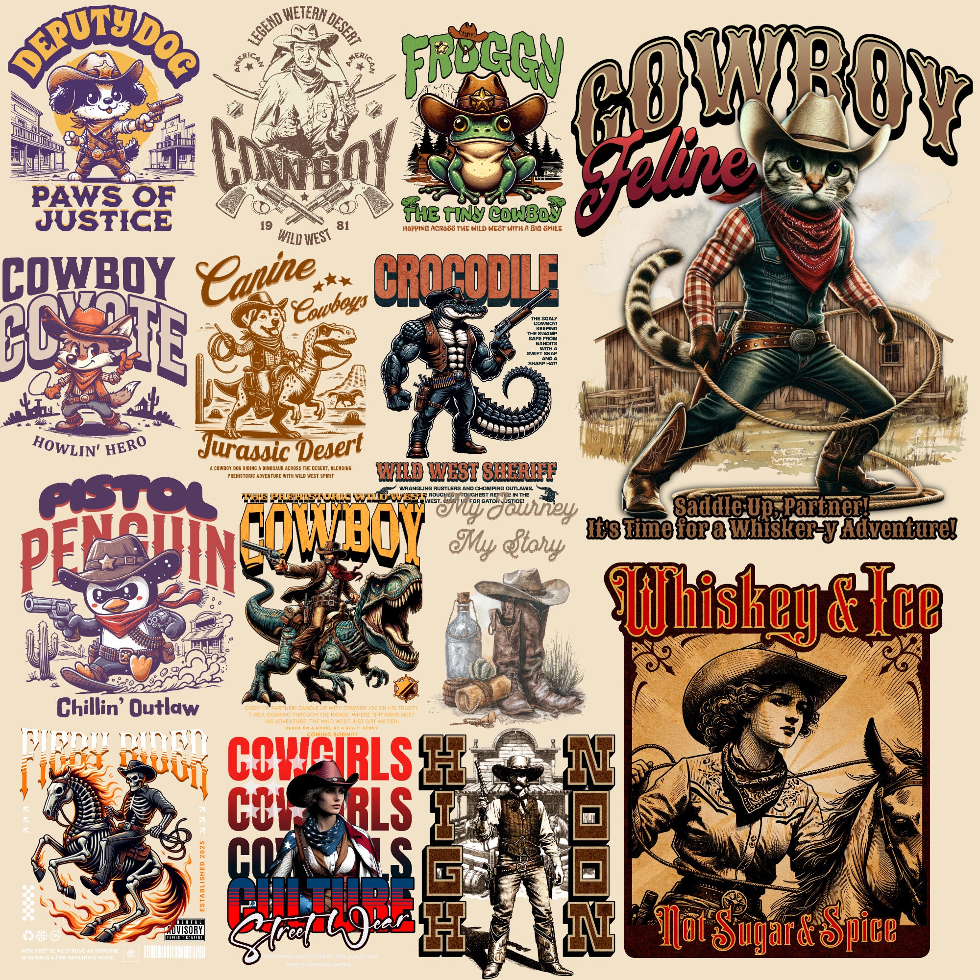 Western Cowboy PNG Bundle | T-shirt Designs (digital Download) - Etsy