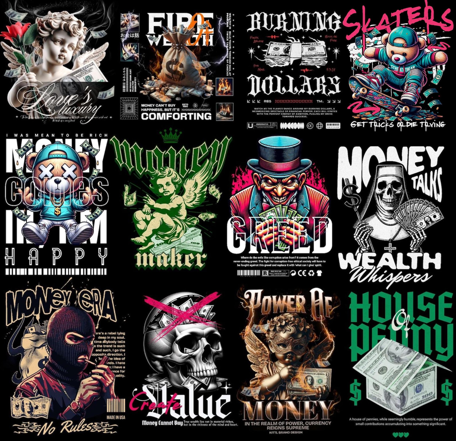 Streetwear Money PNG Designs, 100 Dollar, Trendy Digital Art Files for ...