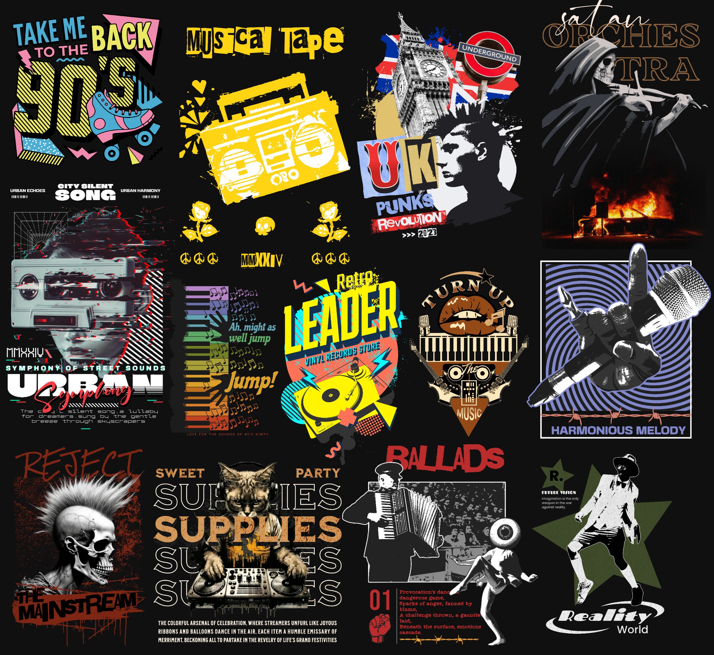 Streetwear Music Png Designs, T-shirt Designs Bundle,rock Design Bundle ...