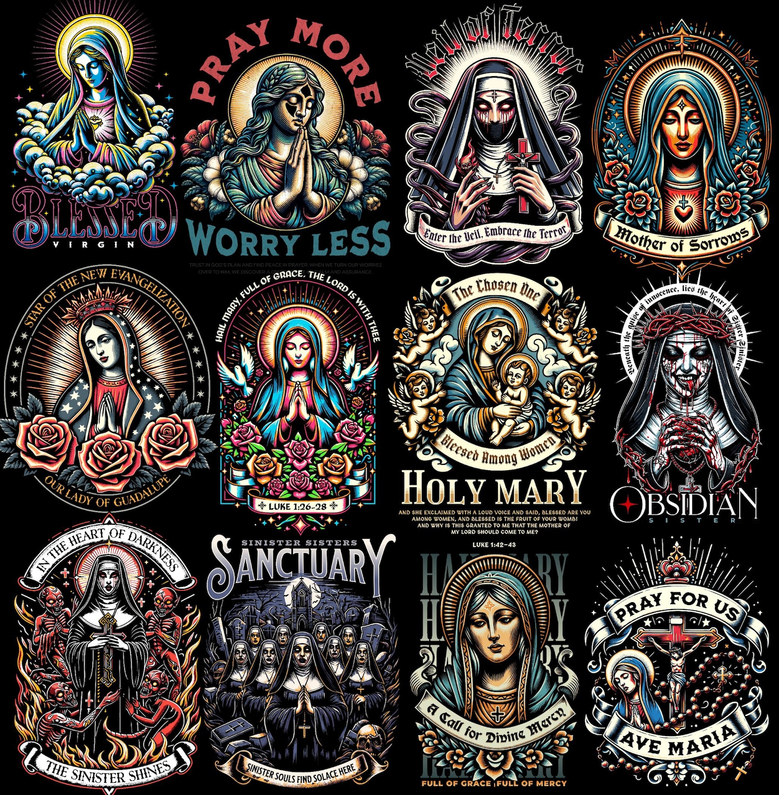 Saints and Mother Mary Design Collection Inspired by Catholicism and ...