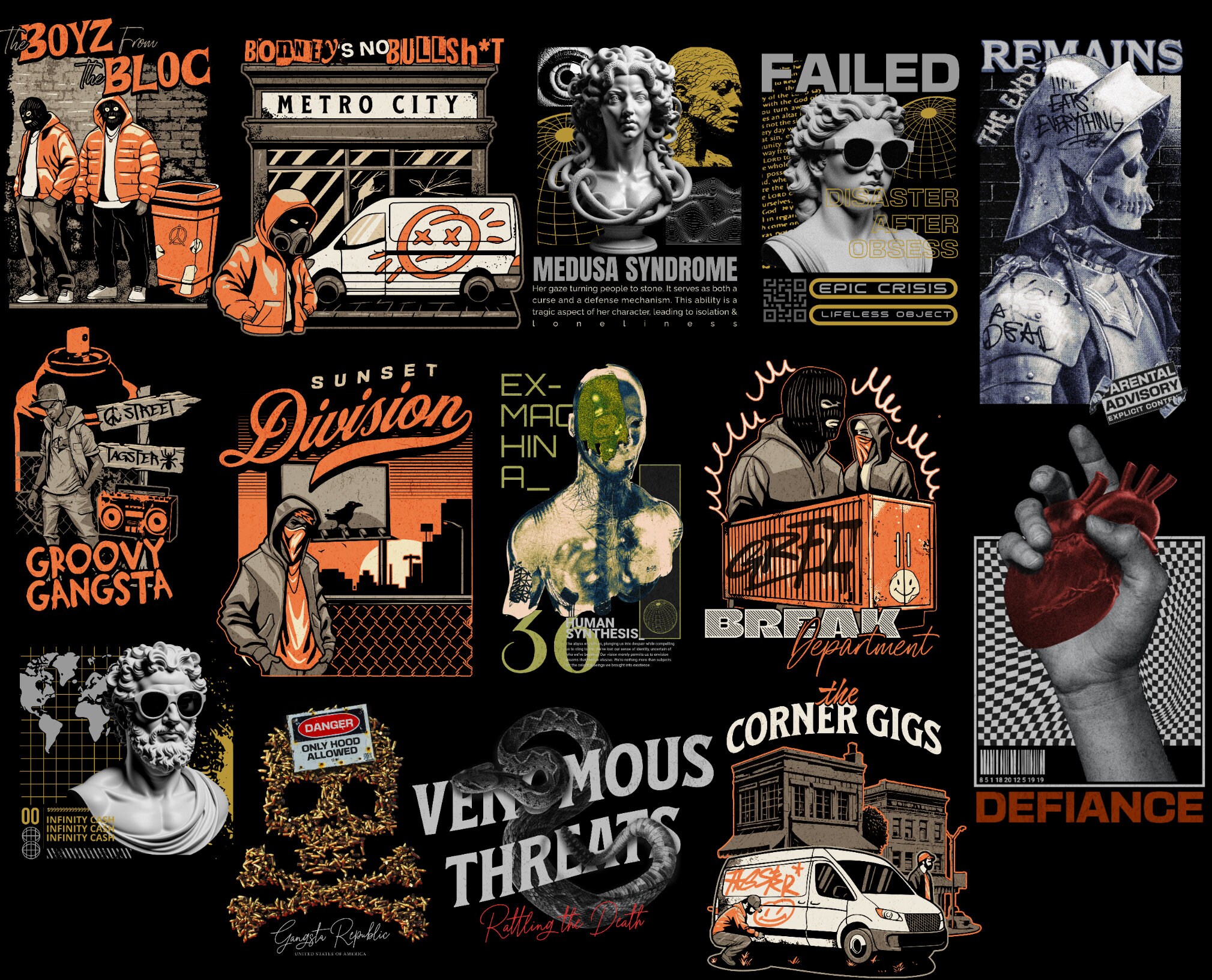 Streetwear Graphics Png,a Bundle of T-shirt Designs, and a Bundle of ...