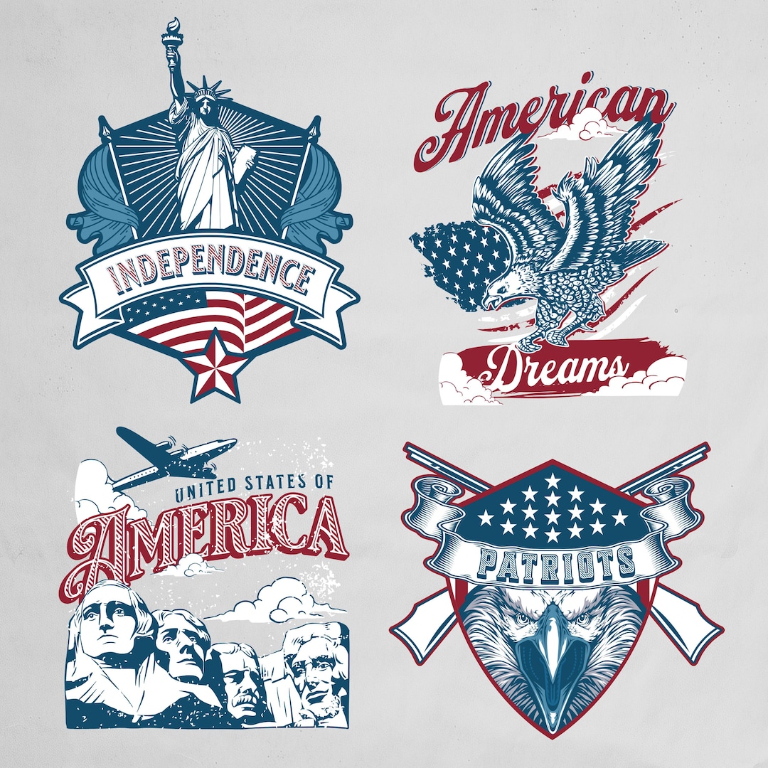 100 America Designs Bundle,retro America Patriotic PNG, USA ...
