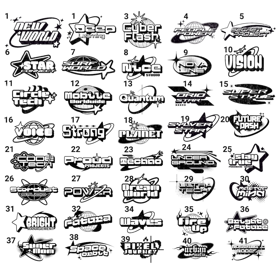 Custom Y2K Logo Design, SVG PNG EPS Files - Etsy