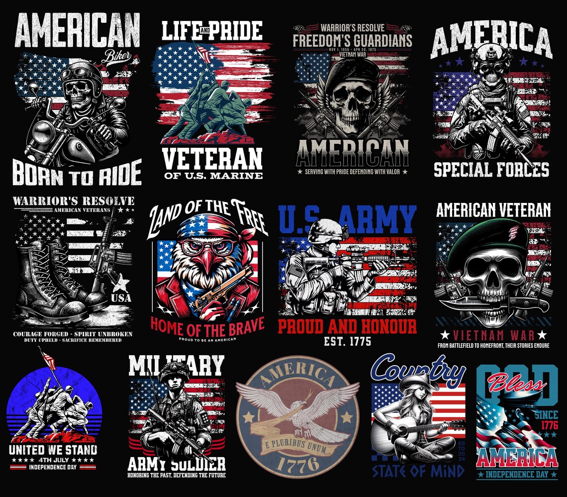 Retro America Patriotic PNG Bundle, USA Designs (digital Downloads) - Etsy