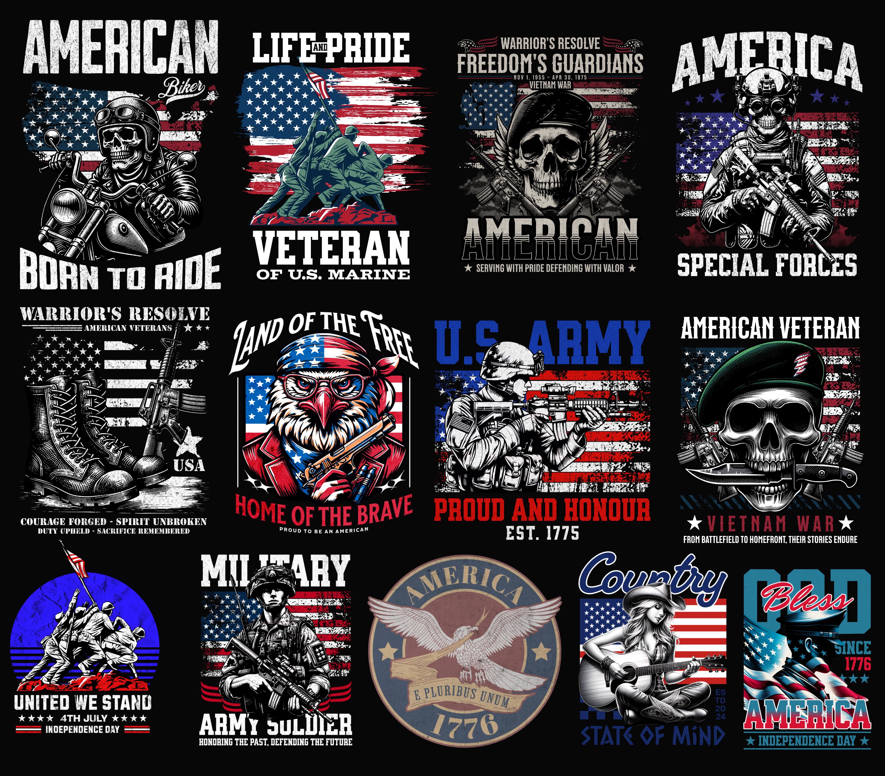 Retro America Patriotic PNG Bundle, USA Designs (digital Downloads) - Etsy