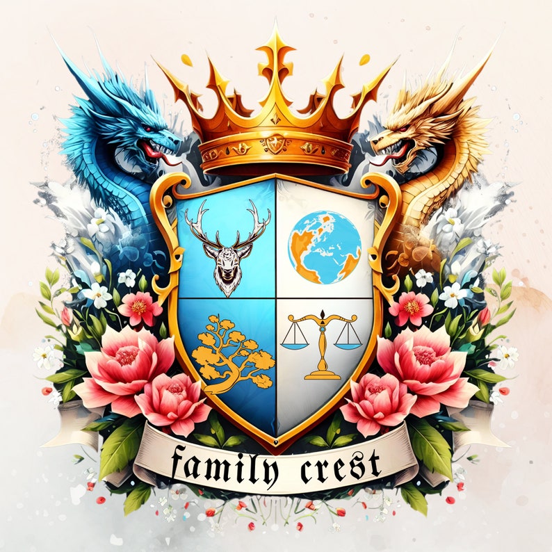Custom Family Crest Design, Personalized Heraldic Art (digital Files ...