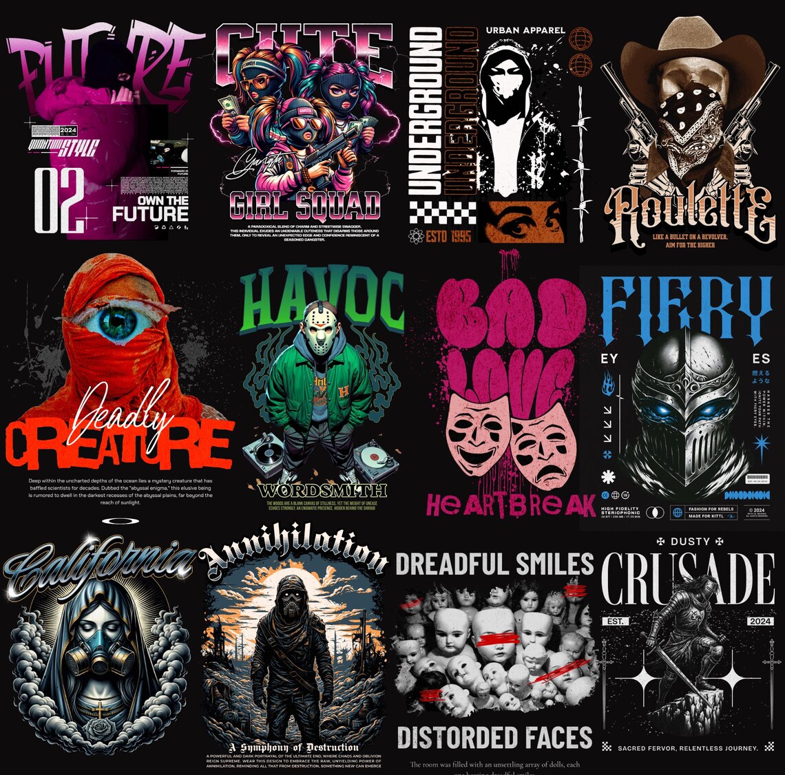 Urban Masked Faces PNG Pack: Streetwear Rebel Designs (digital Download ...