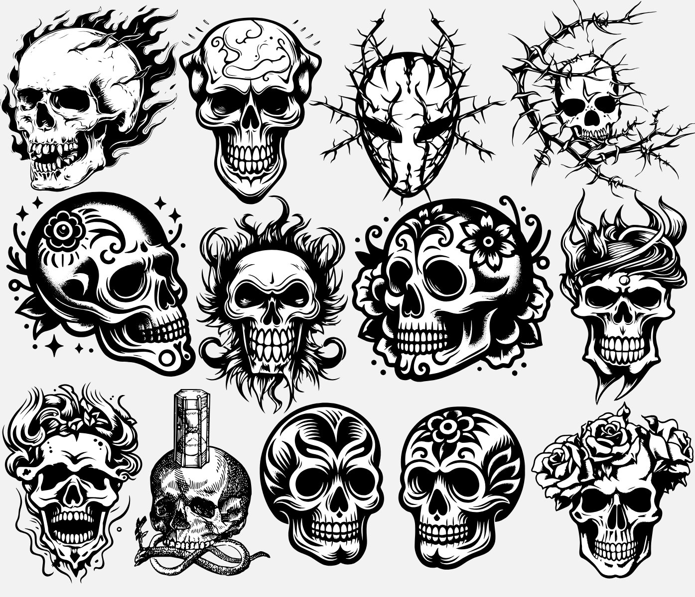 Skull Tattoo Art - Skeleton Digital Design | Digital Download | PNG ...