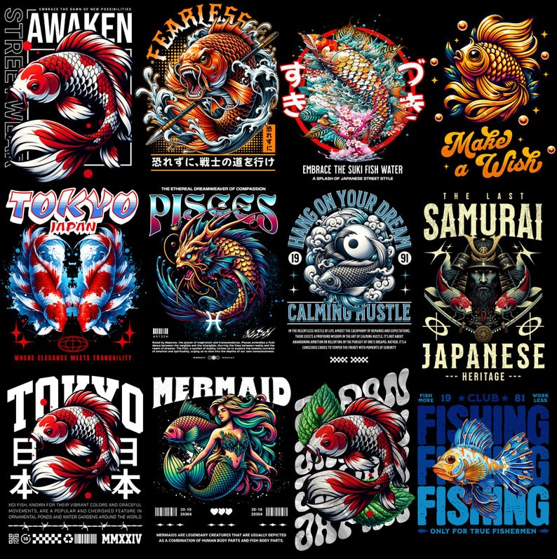 Koi Fish PNG Collection: Japanese Streetwear-inspired Art & Tokyo ...