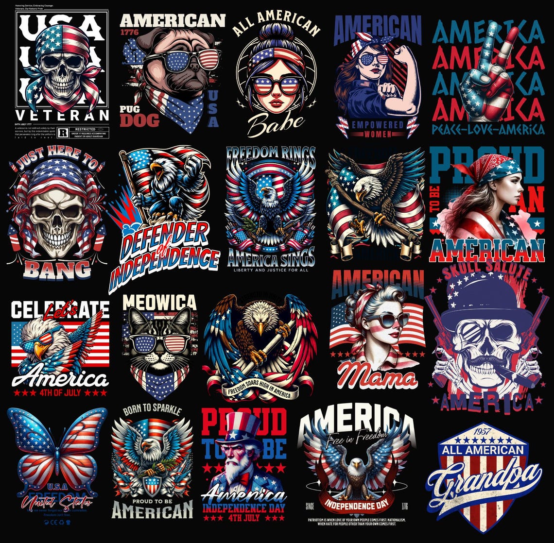 Retro America Patriotic PNG Bundle, USA Designs (digital Downloads) - Etsy