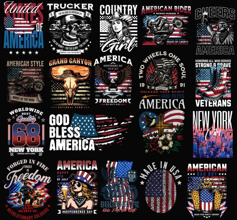 Retro America Patriotic PNG Bundle, USA Designs (digital Downloads) - Etsy