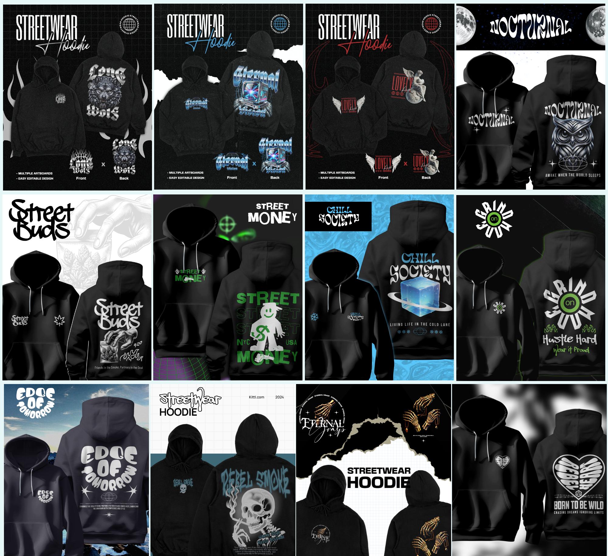 Modern Streetwear PNG Set , Streetwear Front and Back Apparel Designs ...