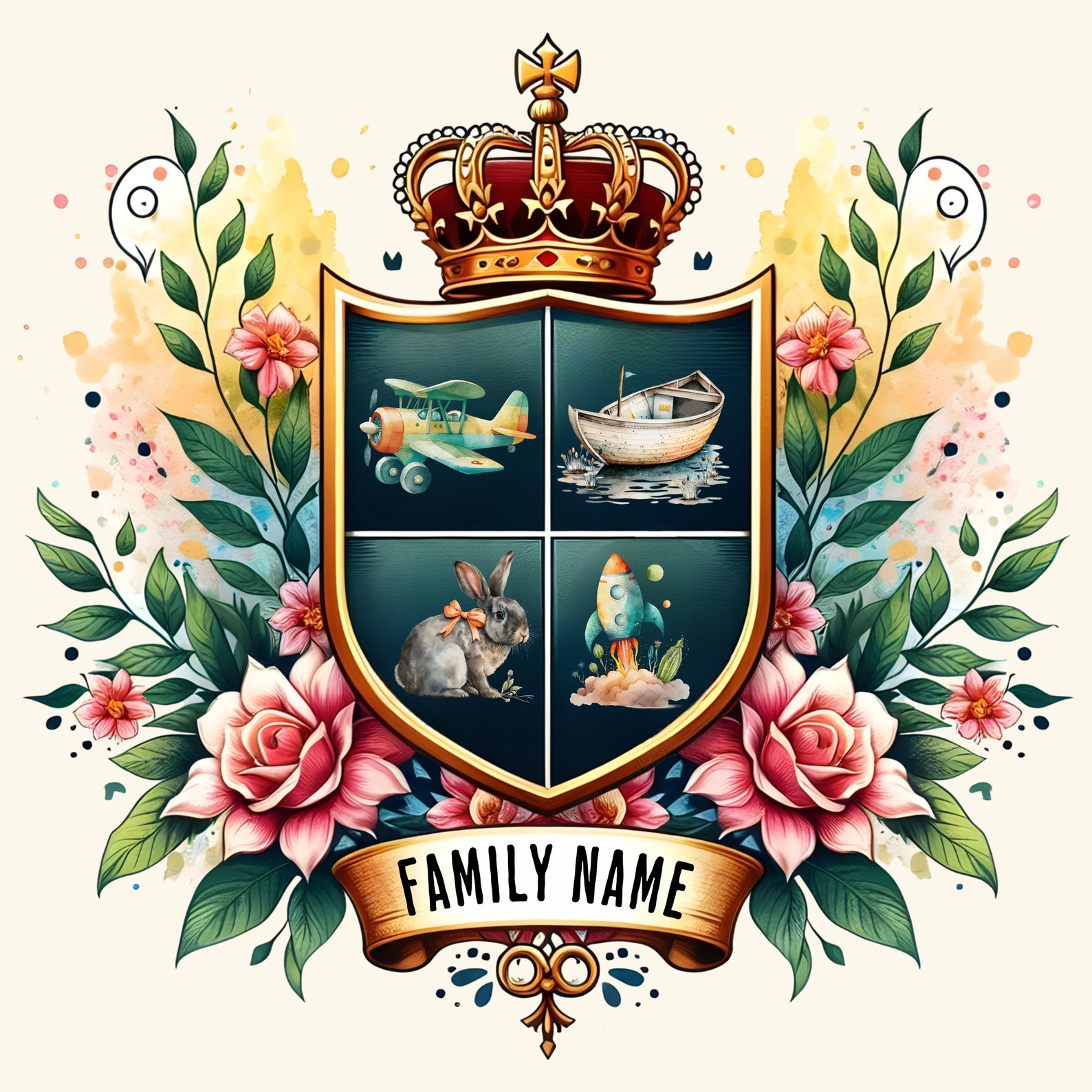 Family Crest, Custom Family Crest, Wedding Crest,family Crest Coat of ...