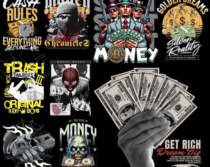 Money PNG Collection, Cash & Dollar Designs for Streetwear T-shirts - Etsy