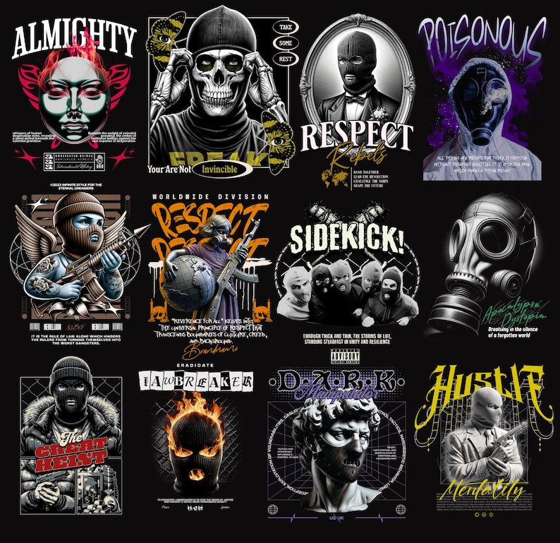 Urban Masked Faces PNG Pack: Streetwear Rebel Designs (digital Download ...