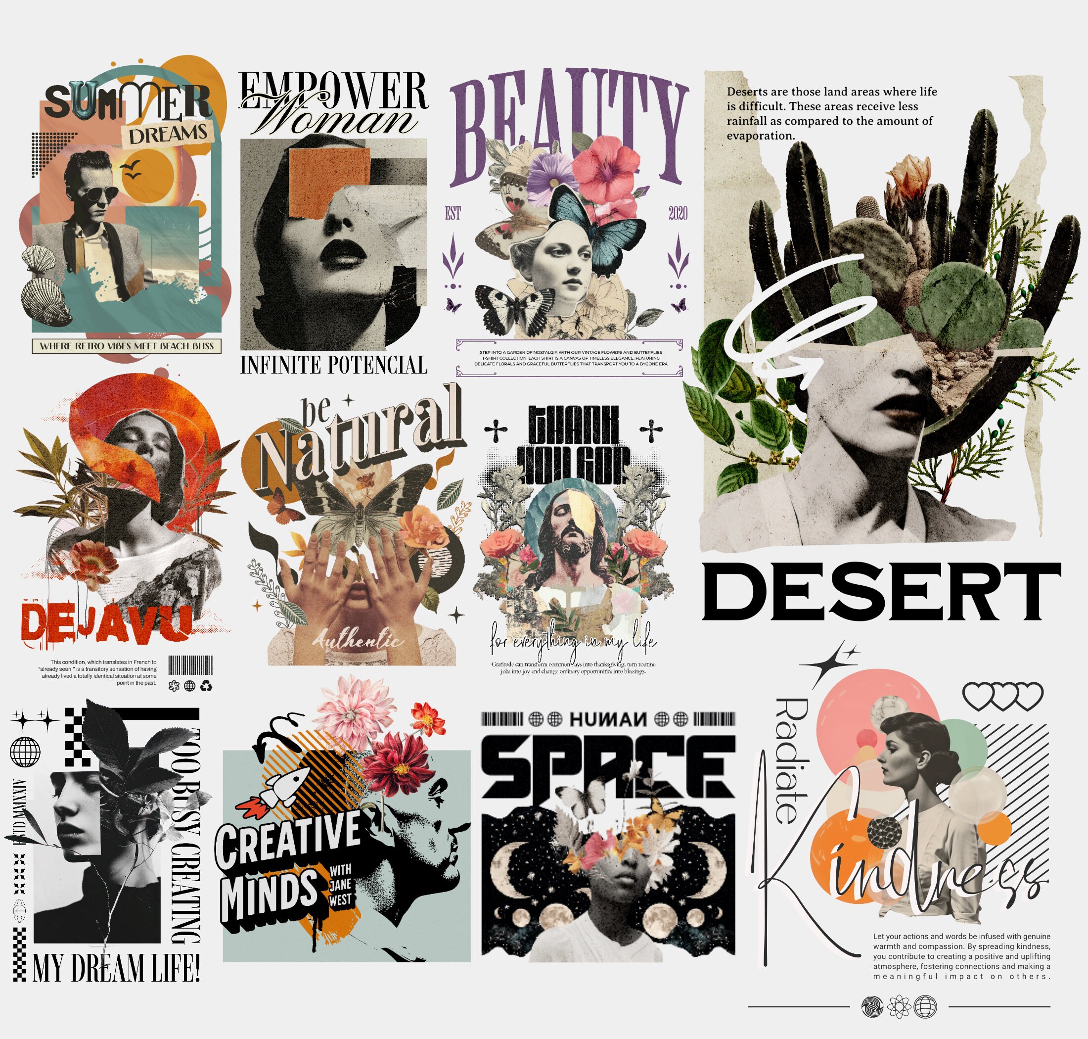 Trendy Collage Art PNG - Etsy