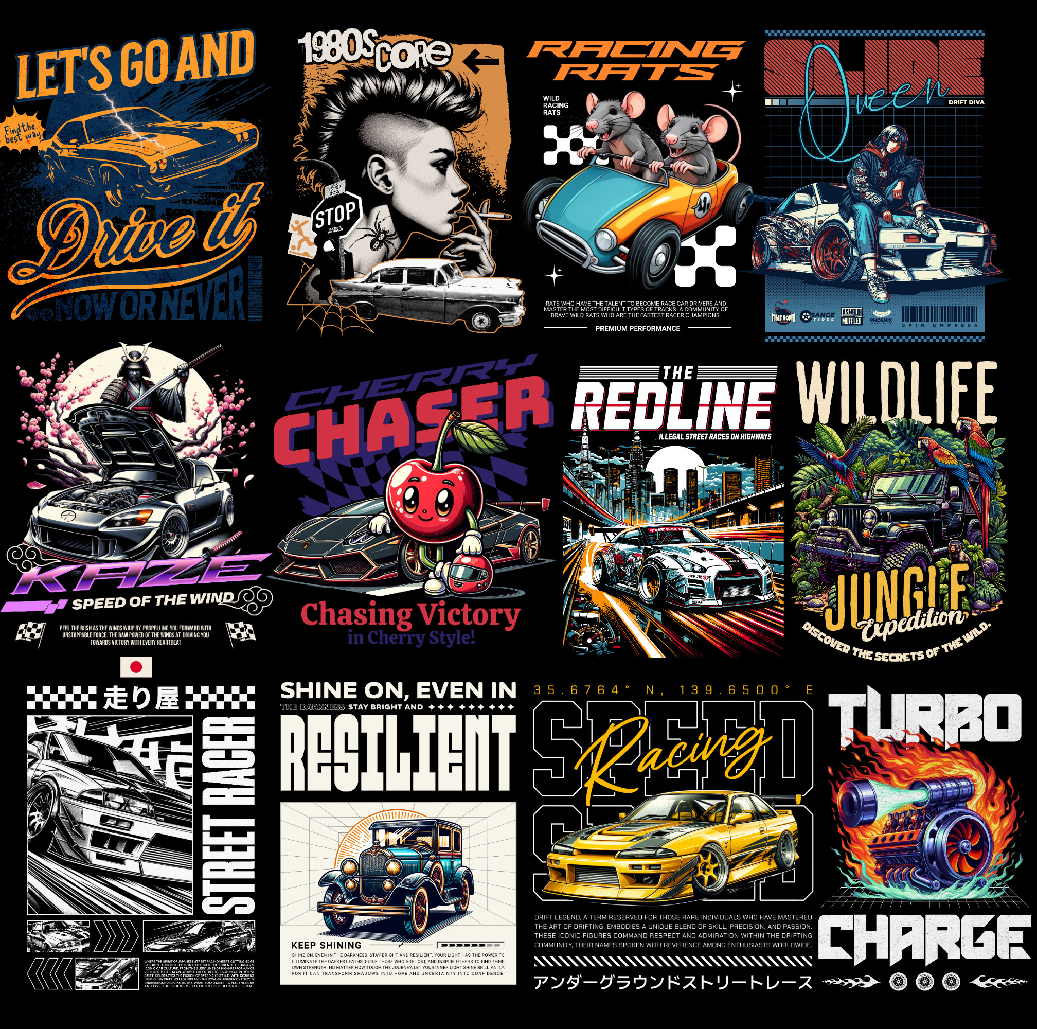 260+ Car T-shirt Design PNG Bundle: Premium Streetwear Car Graphics for ...