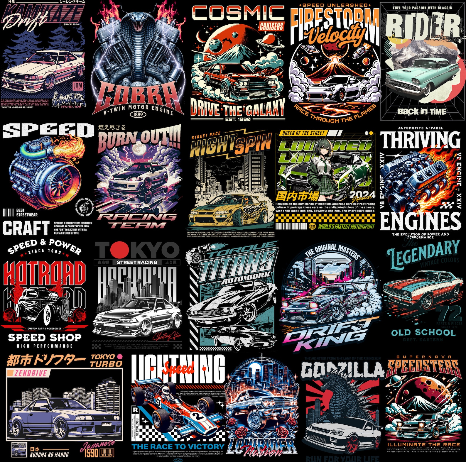 Streetwear Car Graphics: T-shirt Design PNG Bundle (digital Download ...