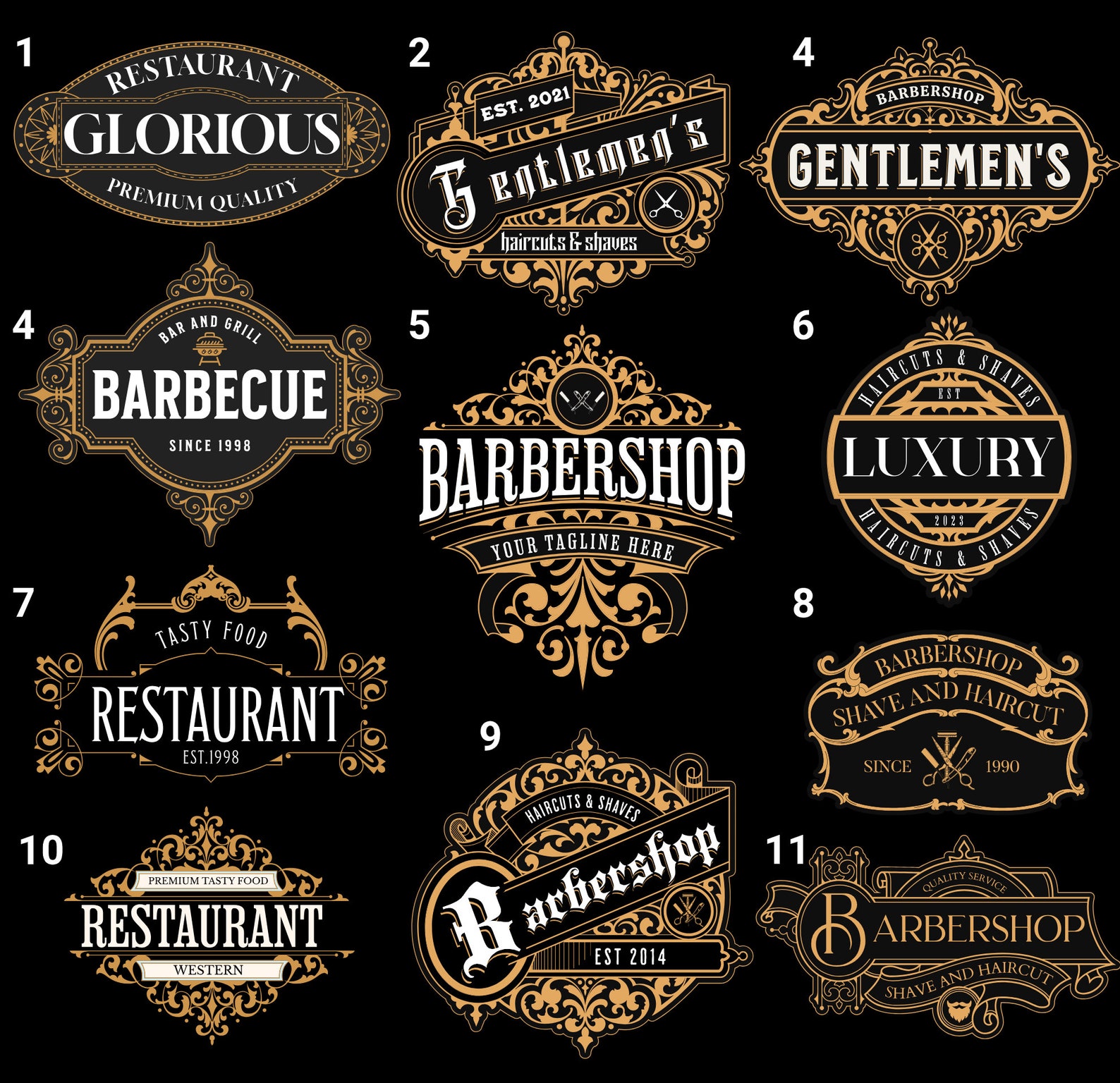 Vintage Barbershop Logo - Custom Logo Designs, Professional Logo Designer - Victorian Style Logo ...