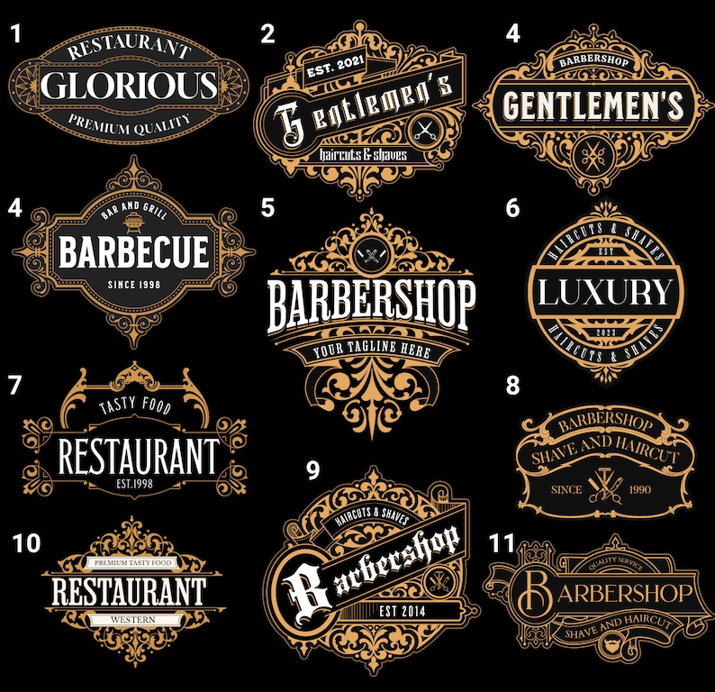 Vintage Barbershop Logo - Custom Logo Designs, Professional Logo Designer - Victorian Style Logo ...
