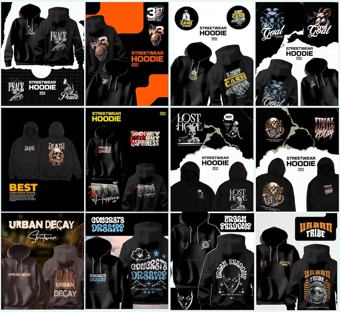 Modern Streetwear PNG Set , Streetwear Front and Back Apparel Designs ...