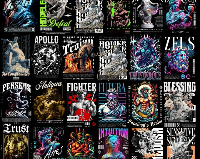 Chrome Y2K Streetwear Designs, Greek Mythology T-shirts, and Digital ...