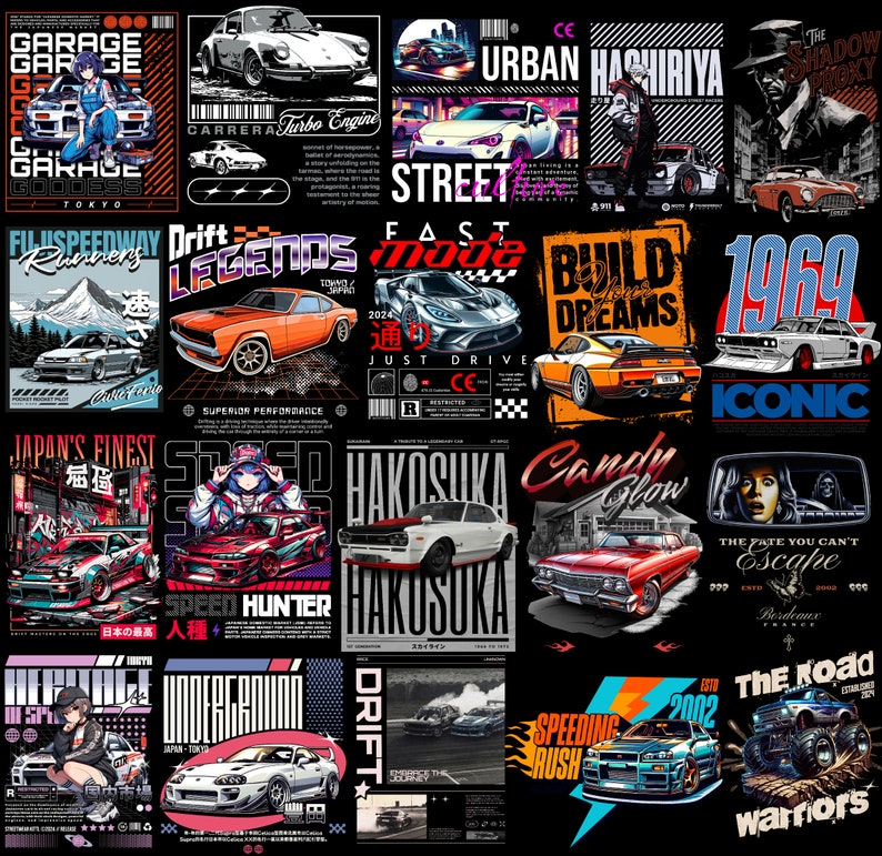 260+ Car T-shirt Design PNG Bundle: Premium Streetwear Car Graphics for ...