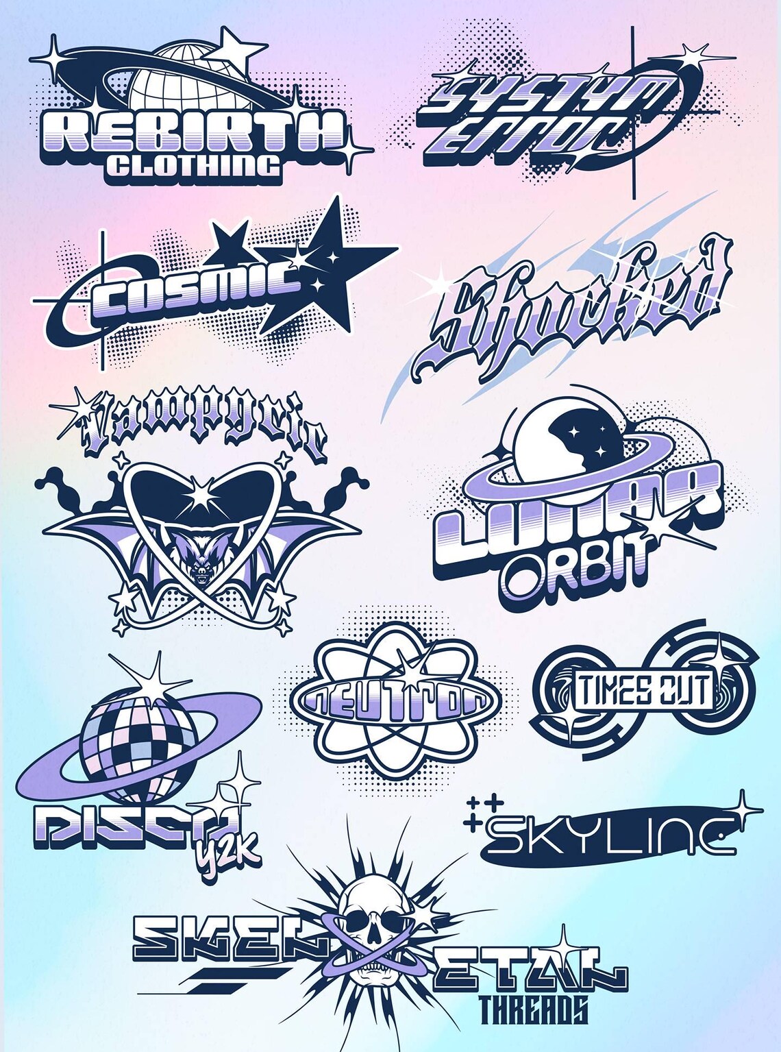 80+ Y2K PNG Logos: T-shirt Designs (digital Download) - Etsy