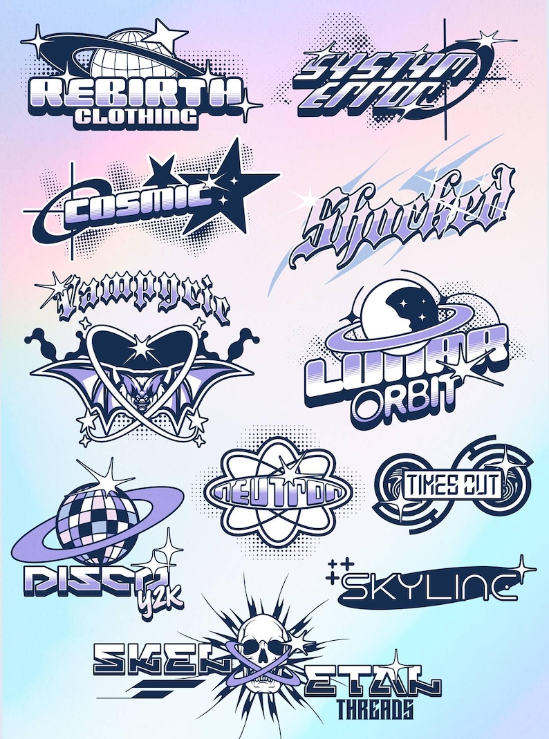 80+ Unique Y2K Logos: High-quality PNG Designs, Perfect for T-shirt ...