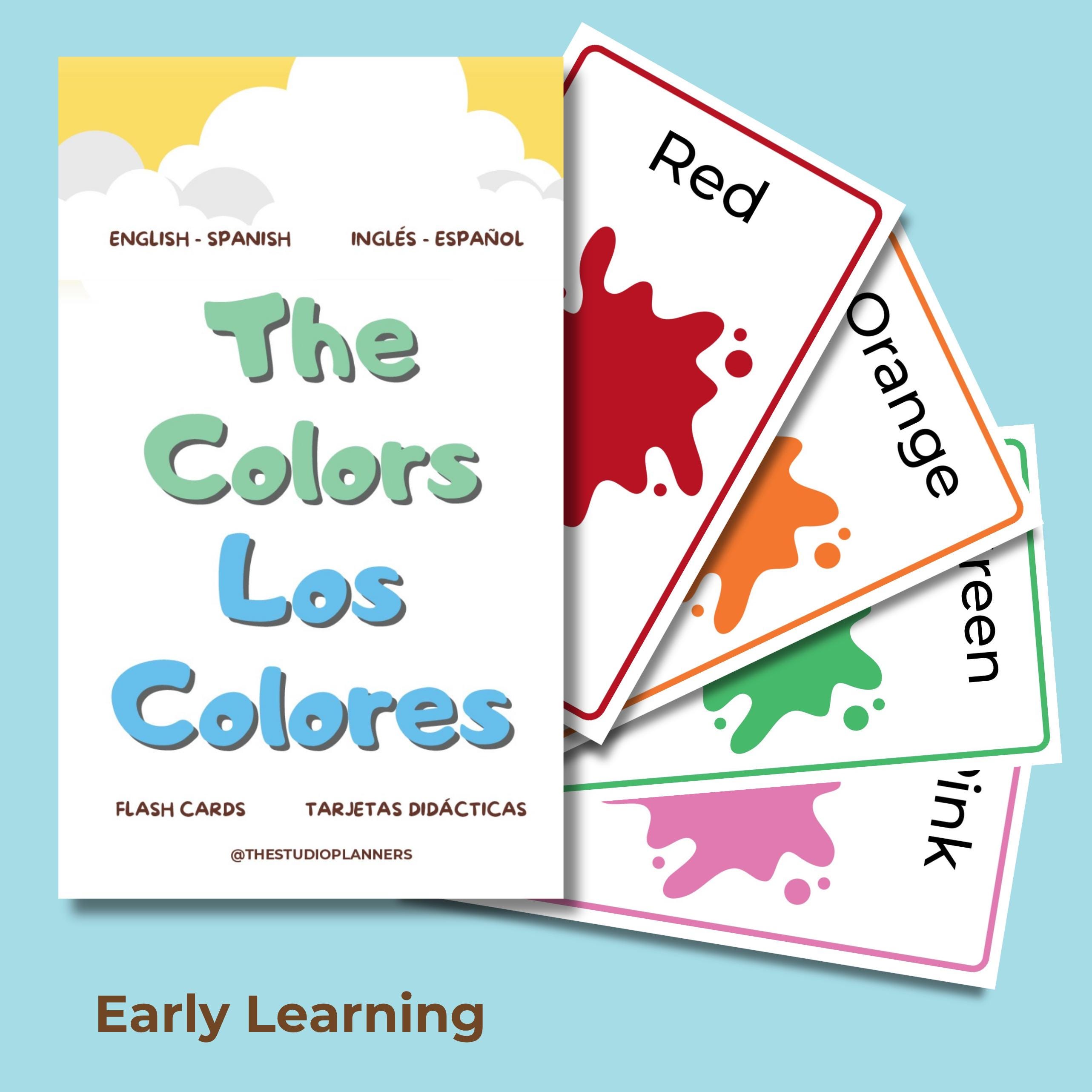 English Spanish Color Flashcards for Kids | Bilingual Colors Learning ...