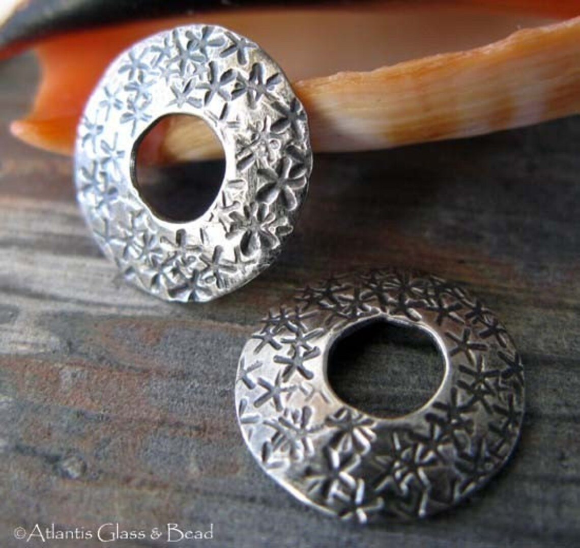 Star Stamped Bead Caps 13mm Large Hole Seeing Stars AGB Artisan ...