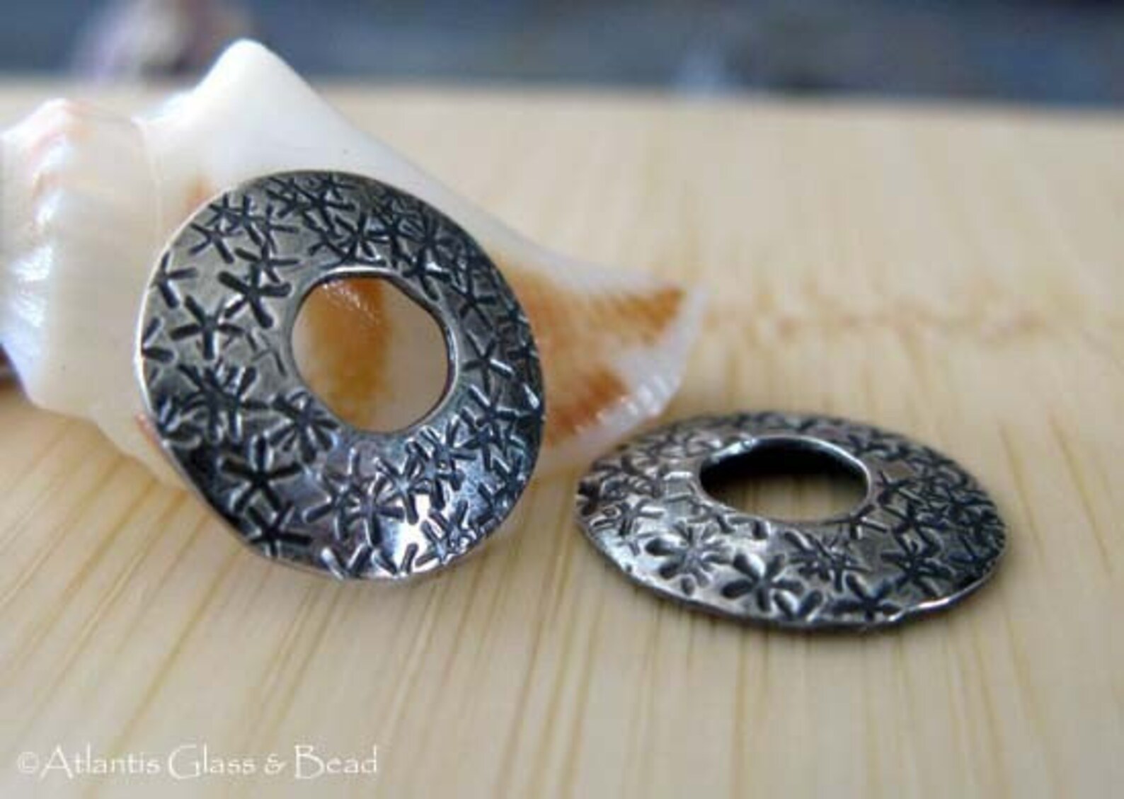 Star Stamped Bead Caps 13mm Large Hole Seeing Stars AGB Artisan ...