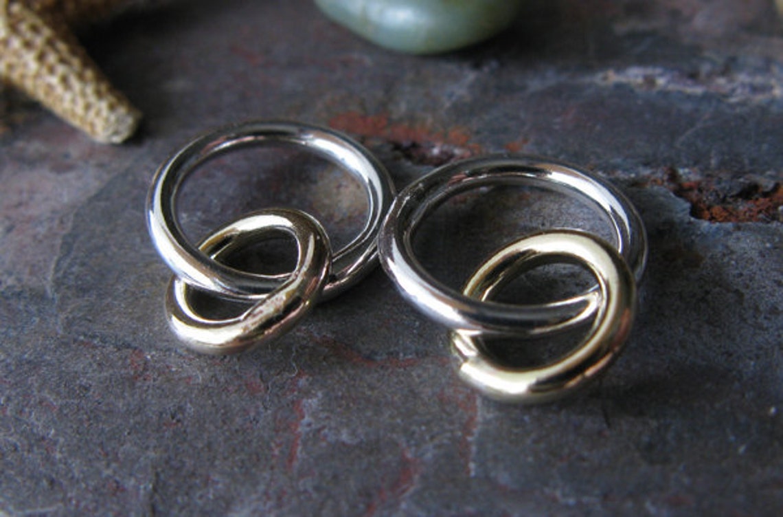 Mixed Metal Interlocking Rings Sterling Silver & 14k - Etsy