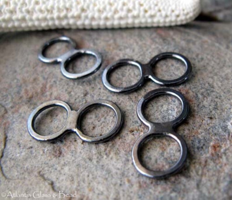 Connected ring findings. Polished or oxidized sterling silver. | Etsy