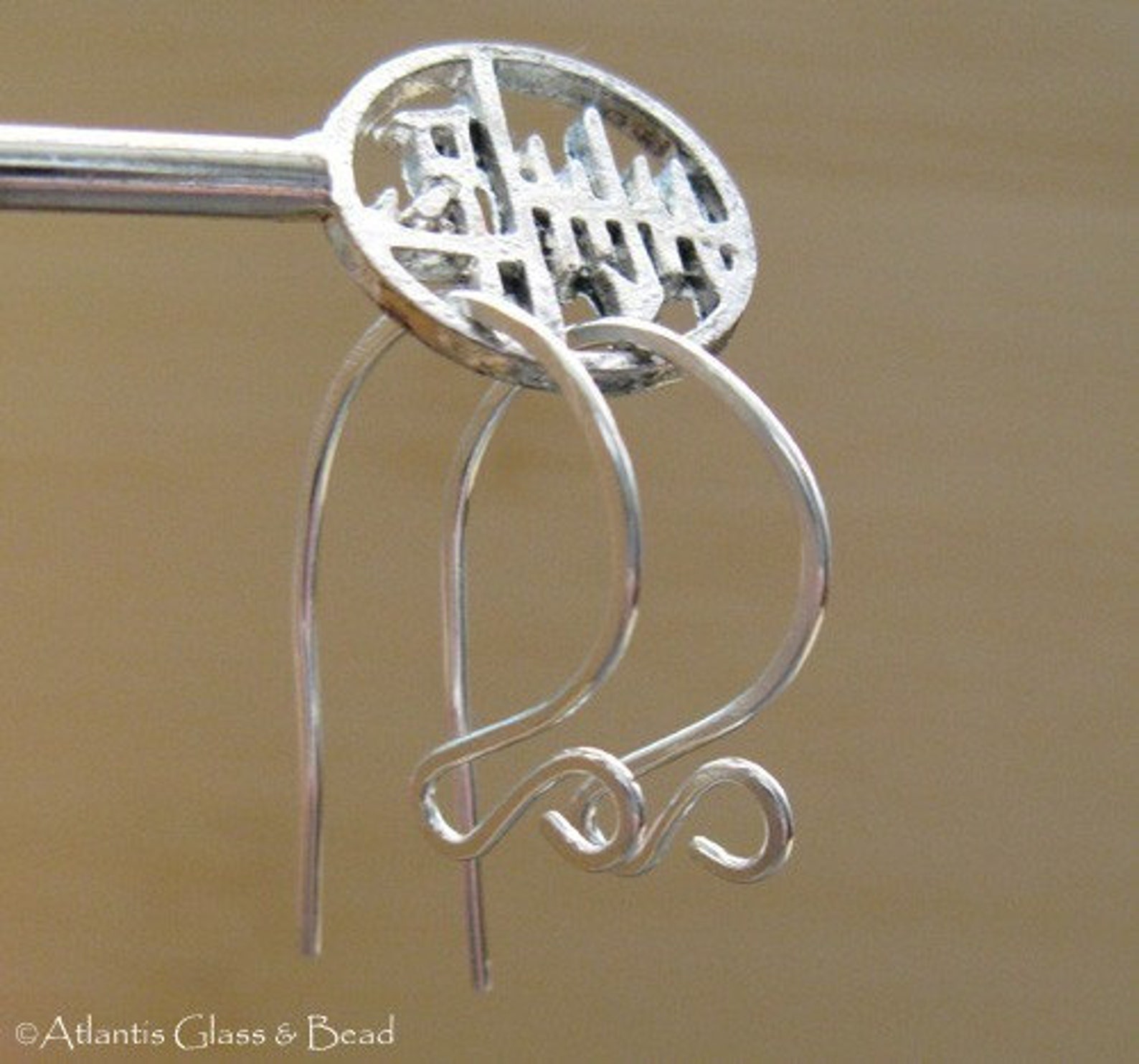 Fancy French Hook Ear Wire. Sterling Silver Artisan Earring Jewelry ...
