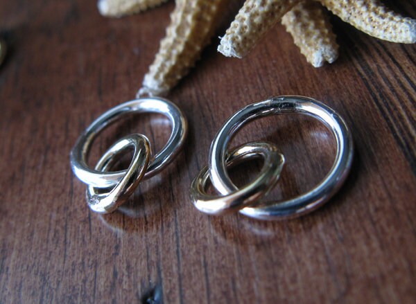 Mixed Metal Interlocking Rings Sterling Silver & 14k Gold-filled ...