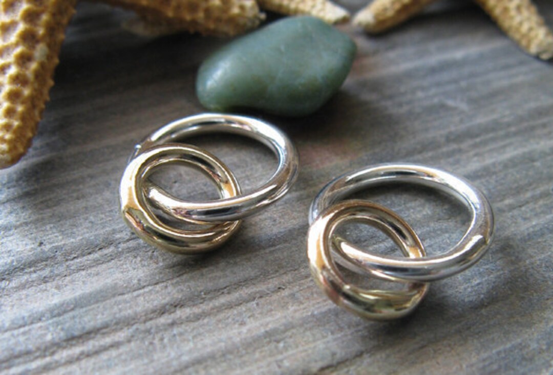 Mixed Metal Interlocking Rings Sterling Silver & 14k Gold-filled ...